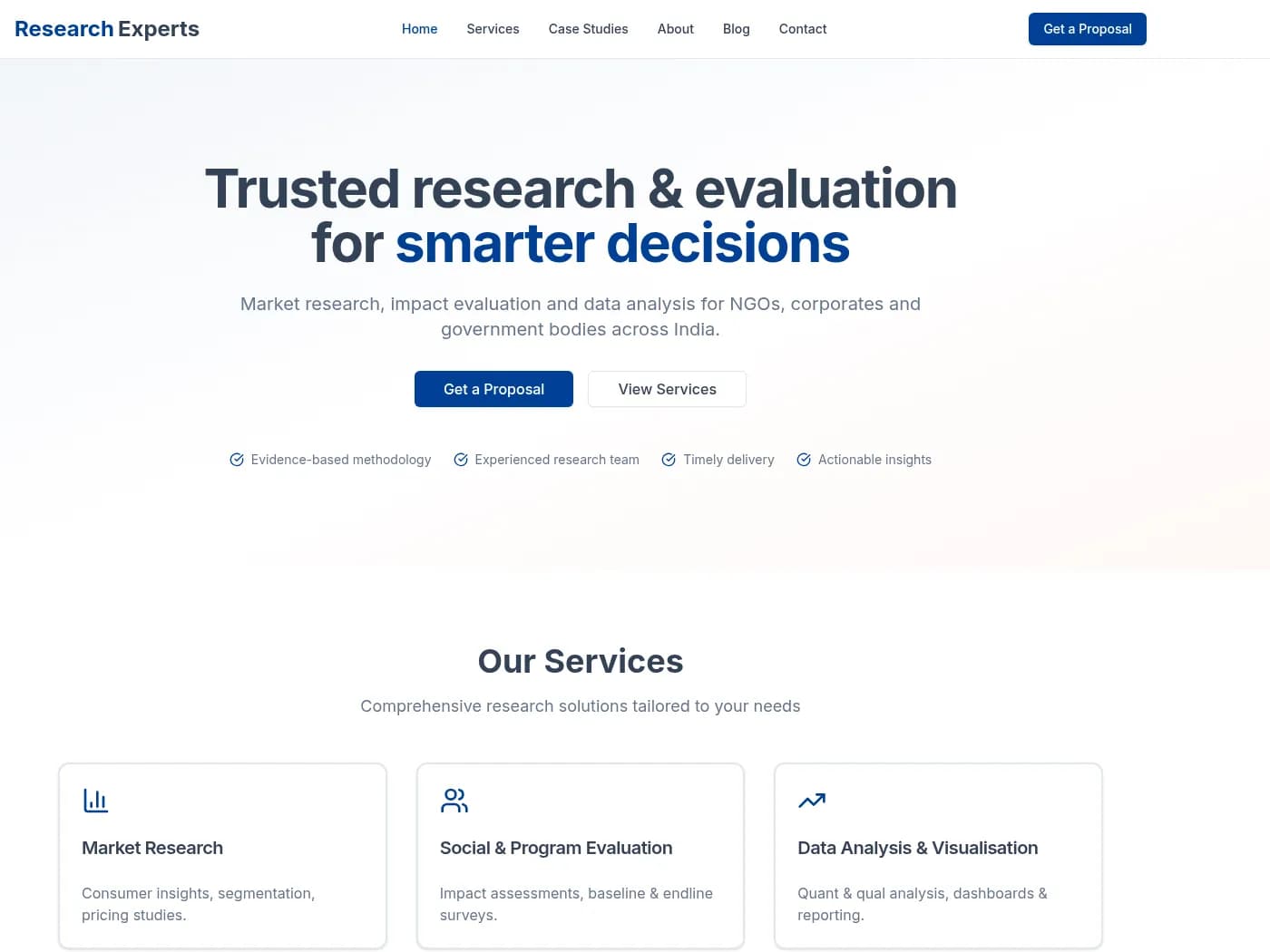 Research Experts – Professional Research & Evaluation Consultancy Website