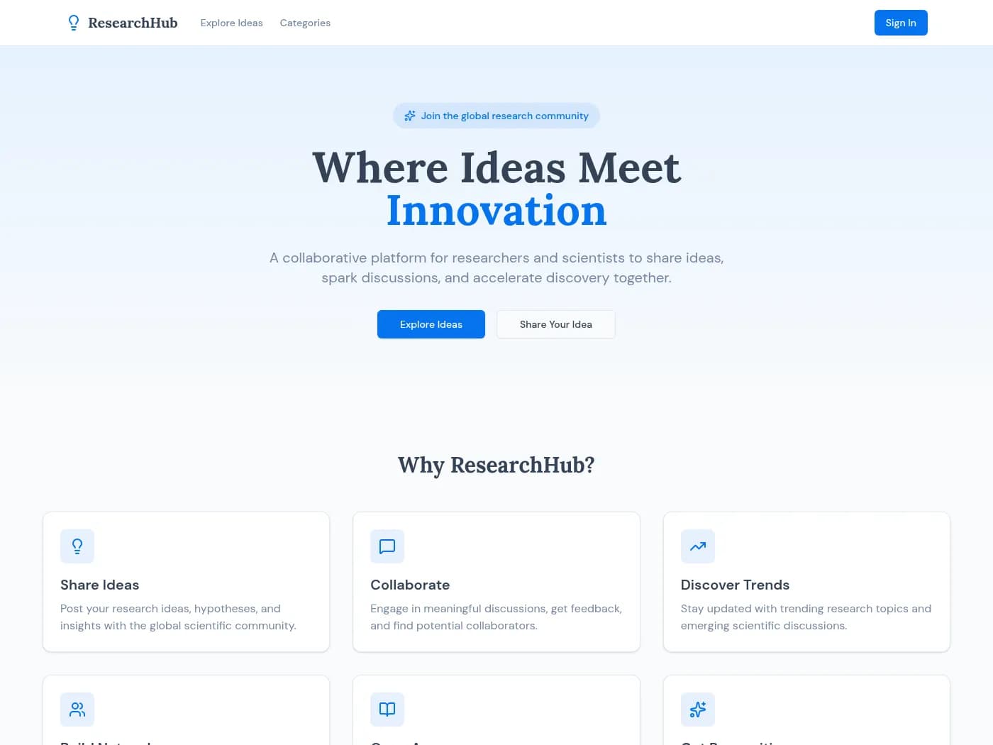 Research Collaborator: Idea Sharing Platform for Scientists