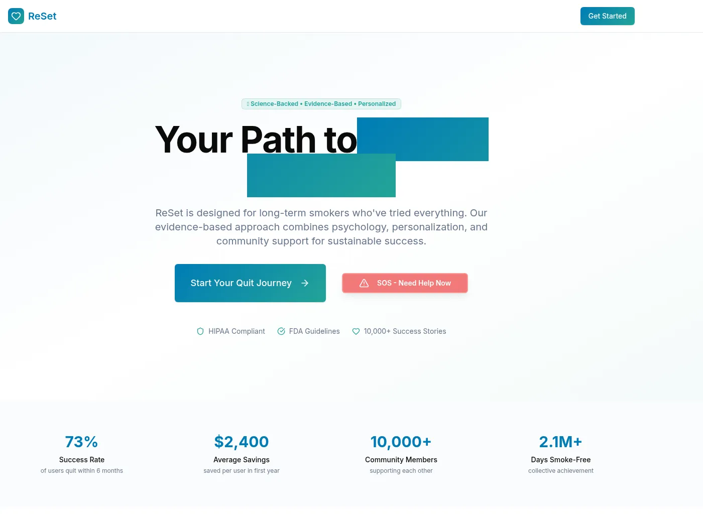 ReSet: Personalized, Science-Backed Quit Smoking App for Lasting Freedom