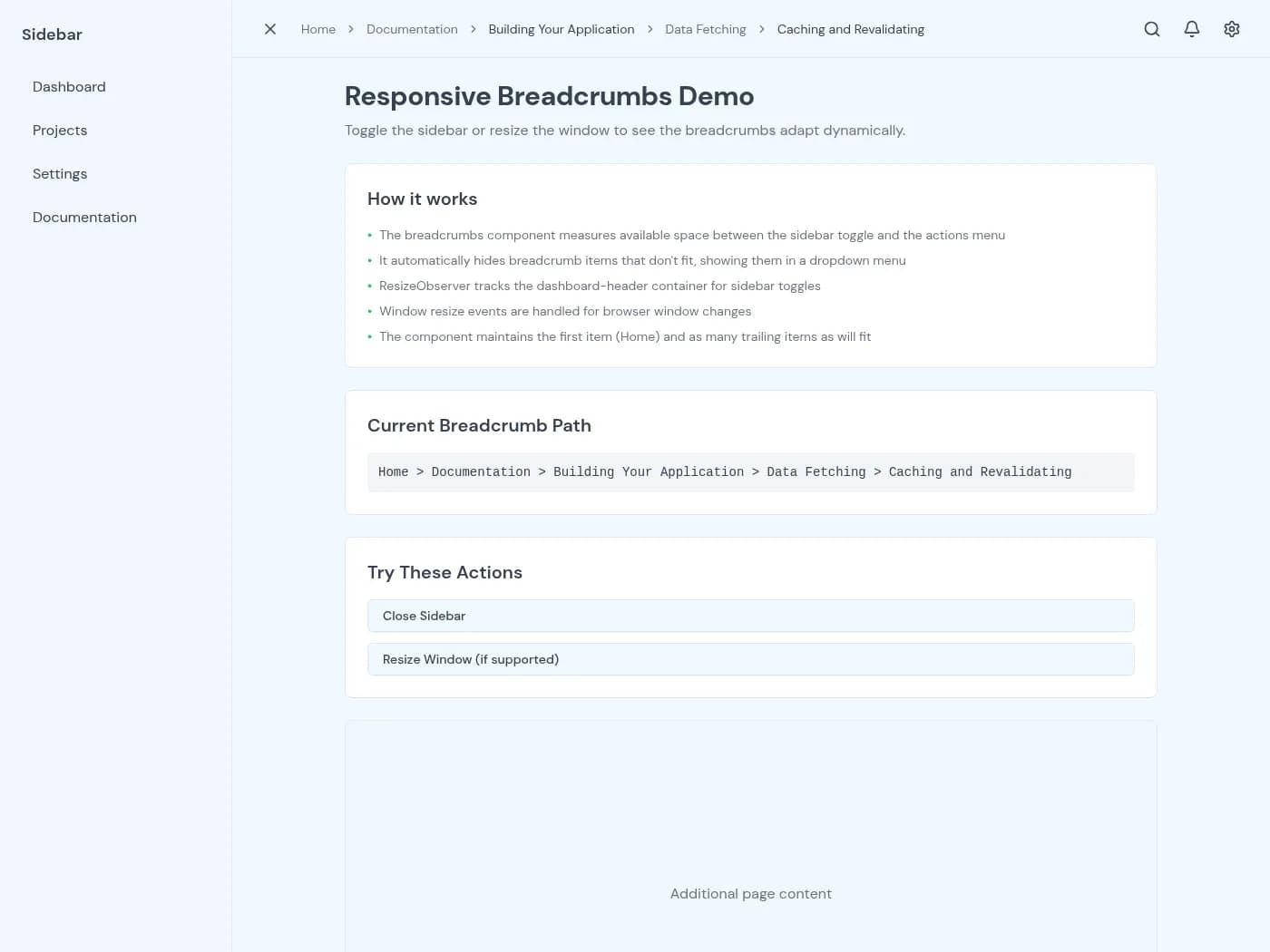 Responsive Dashboard Breadcrumbs with Dynamic Container Awareness