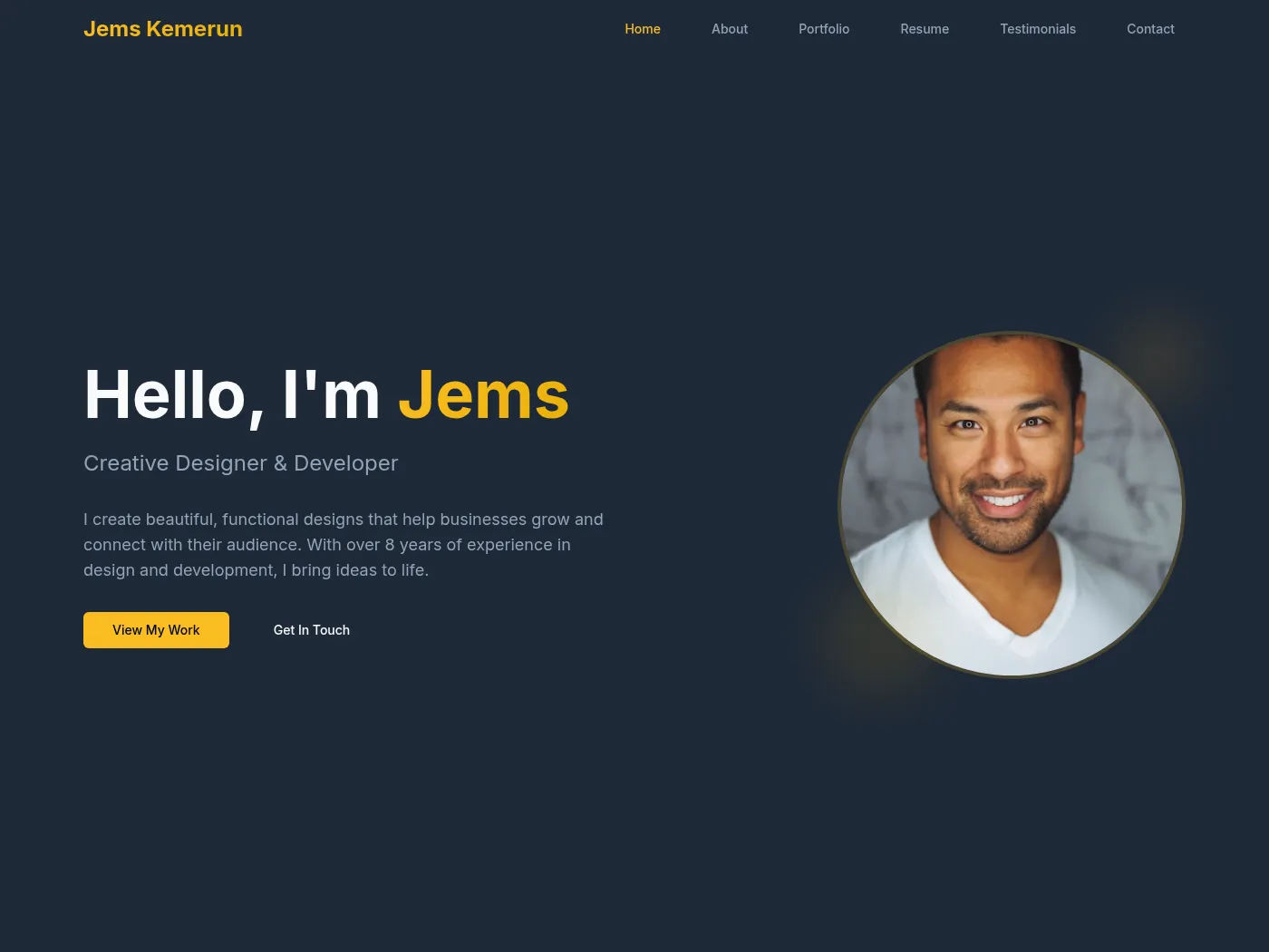 Responsive Portfolio Website with React & Tailwind CSS