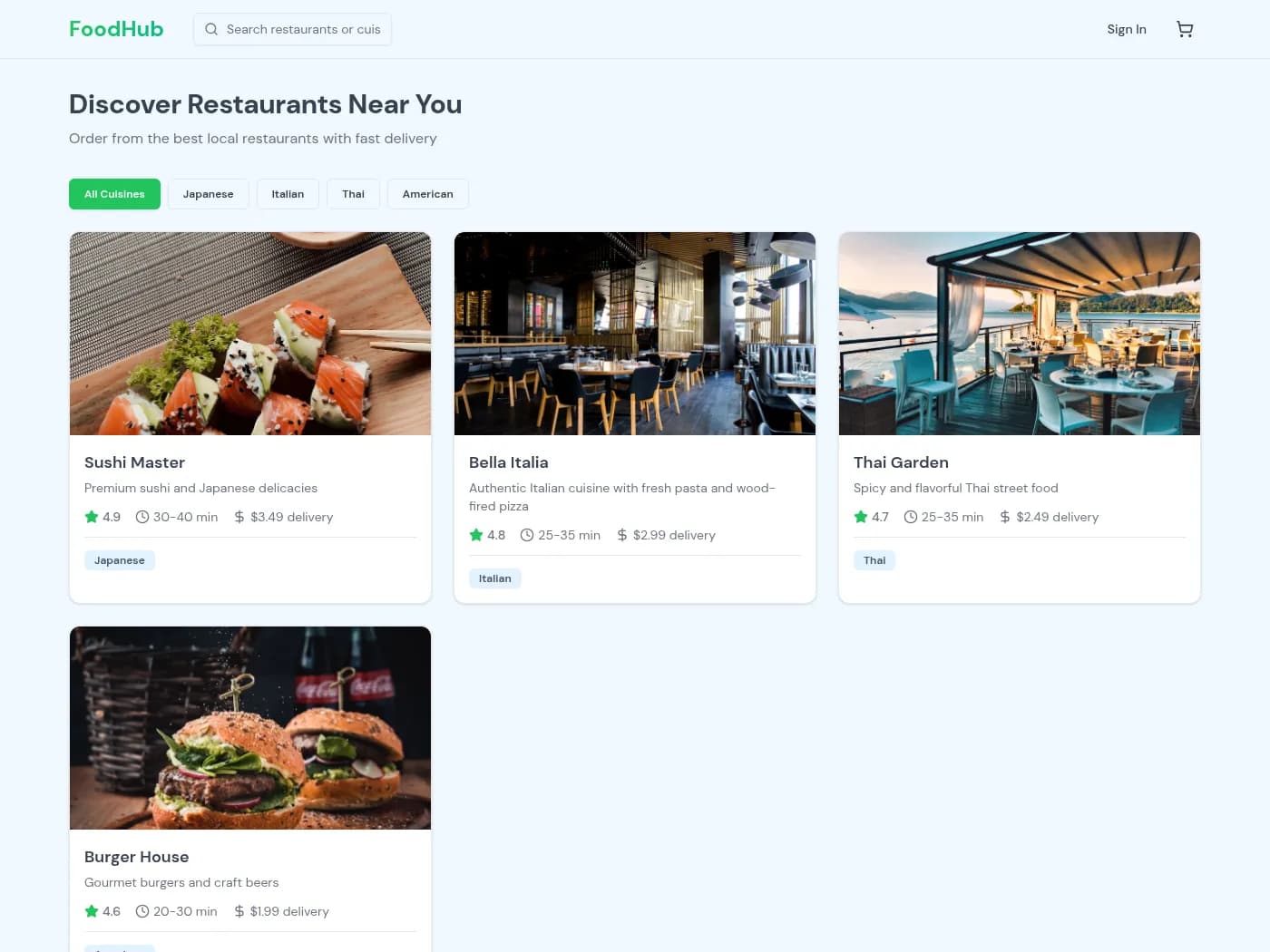 Restaurant Finder & Ordering Web App