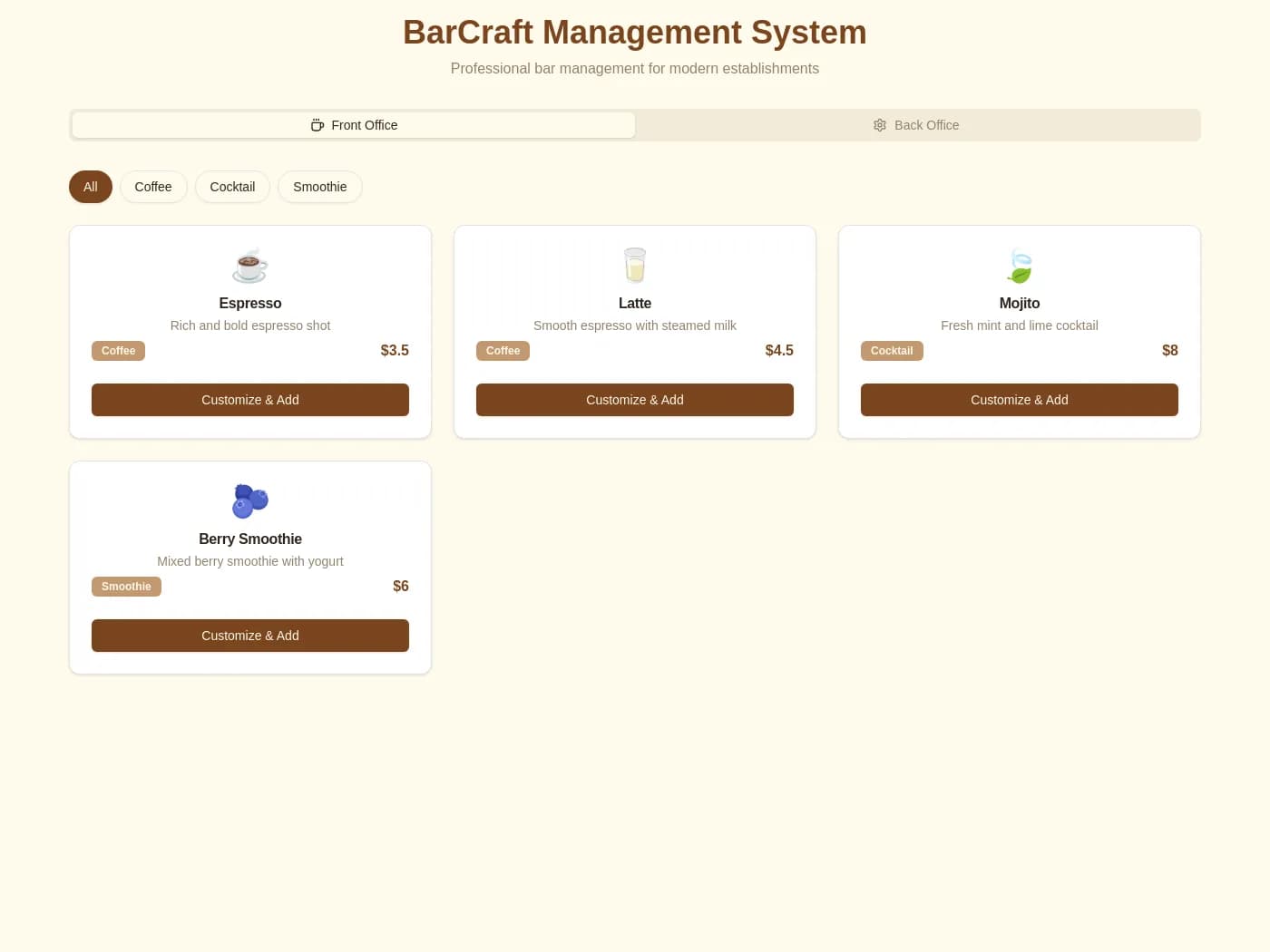 Restaurant Bar Management System