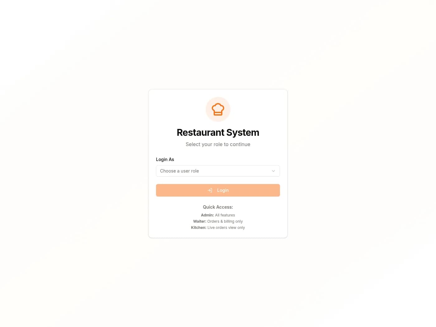 Restaurant Billing and Order Management System