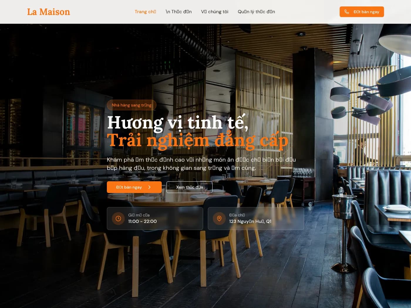 Restaurant Home Page UI