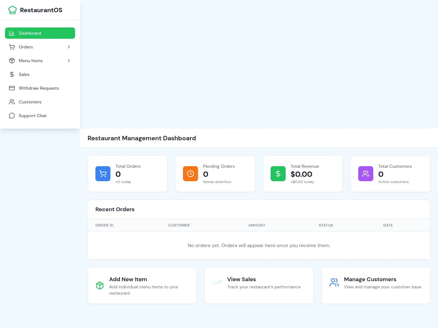 Comprehensive Restaurant Management Dashboard