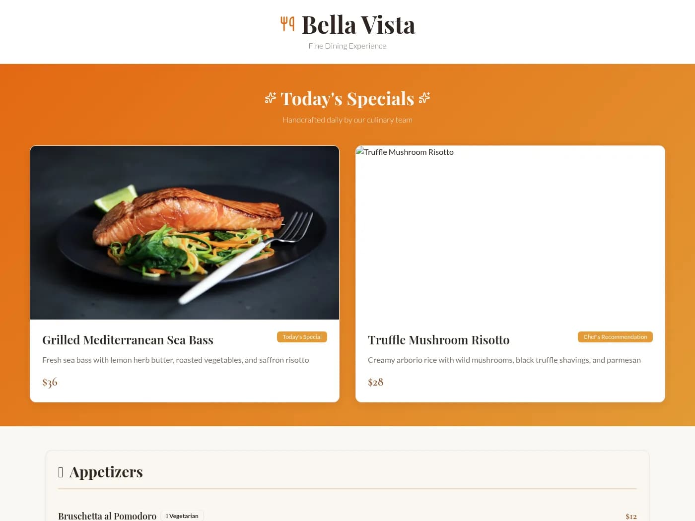 Restaurant Menu & Specials Display Template