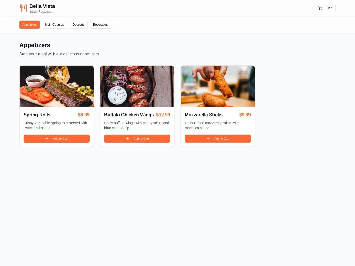 Restaurant Online Ordering System