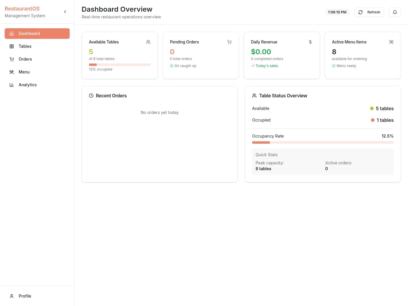 Restaurant Order and Table Management App