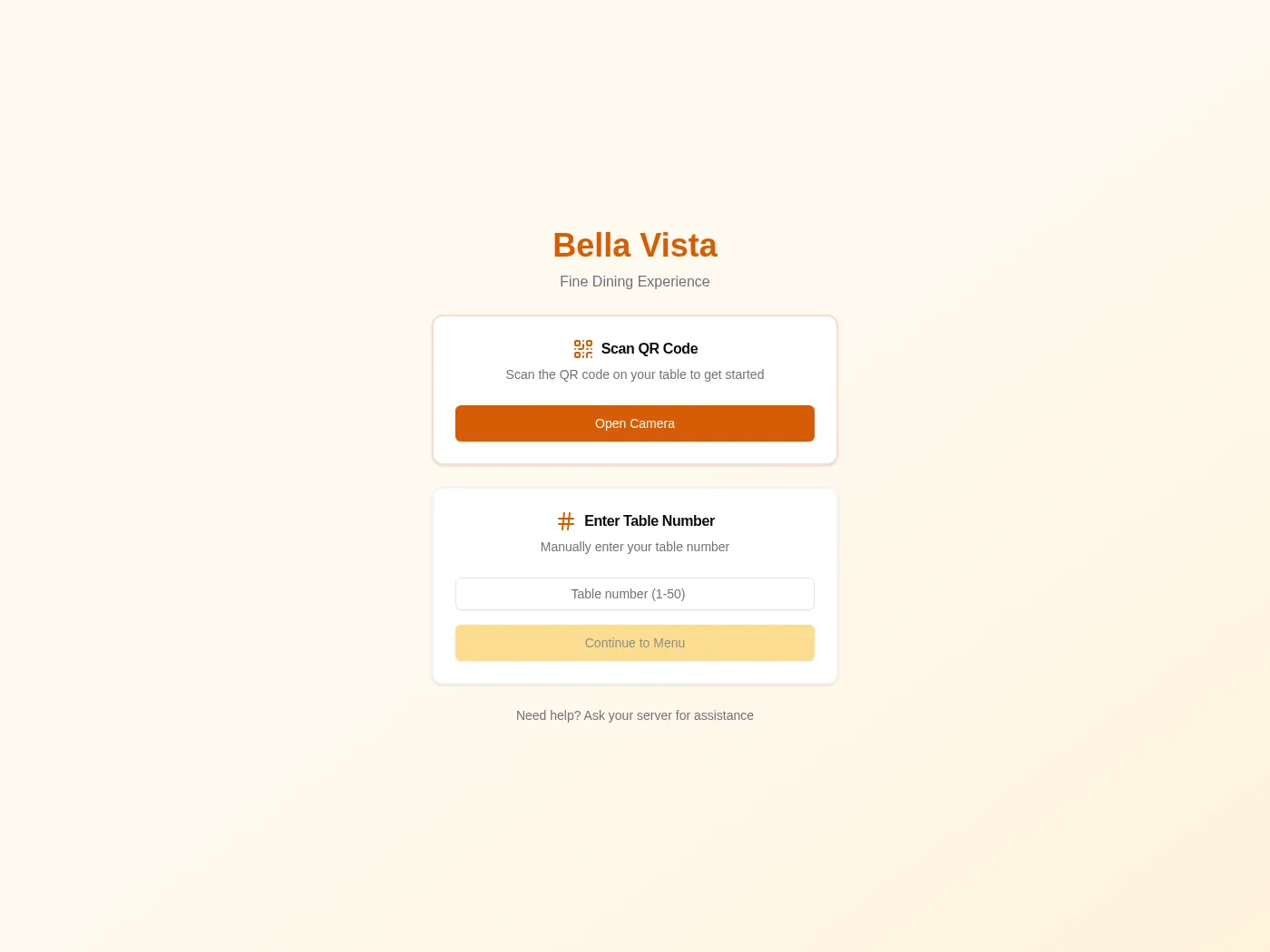 Smart Restaurant Table Ordering System