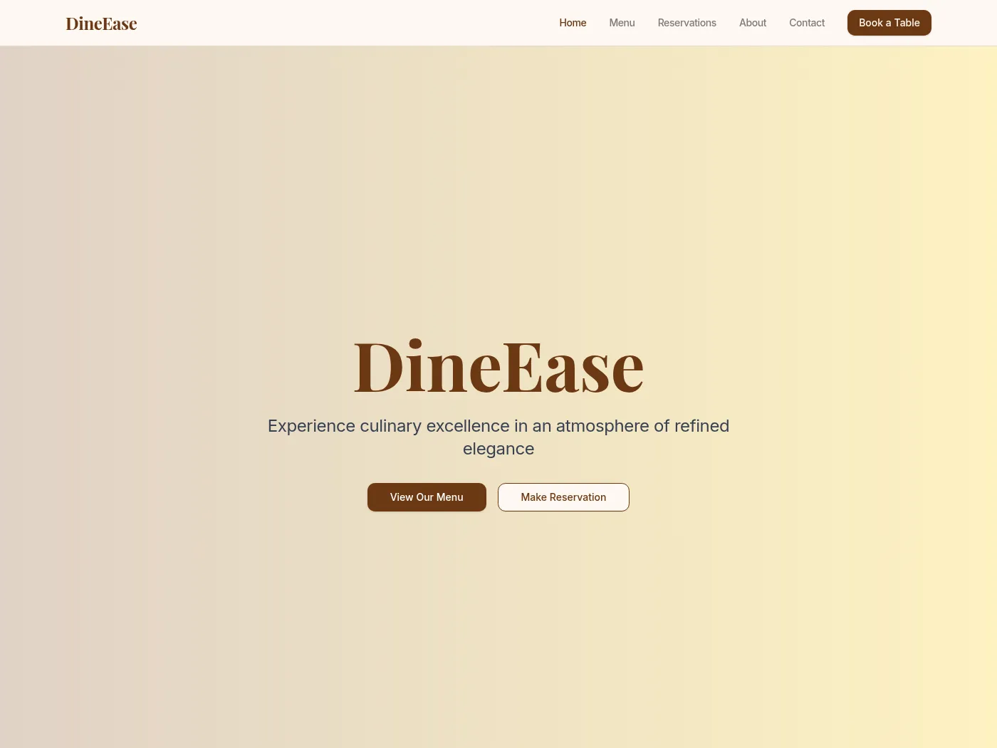 DineEase: Restaurant Dining Website