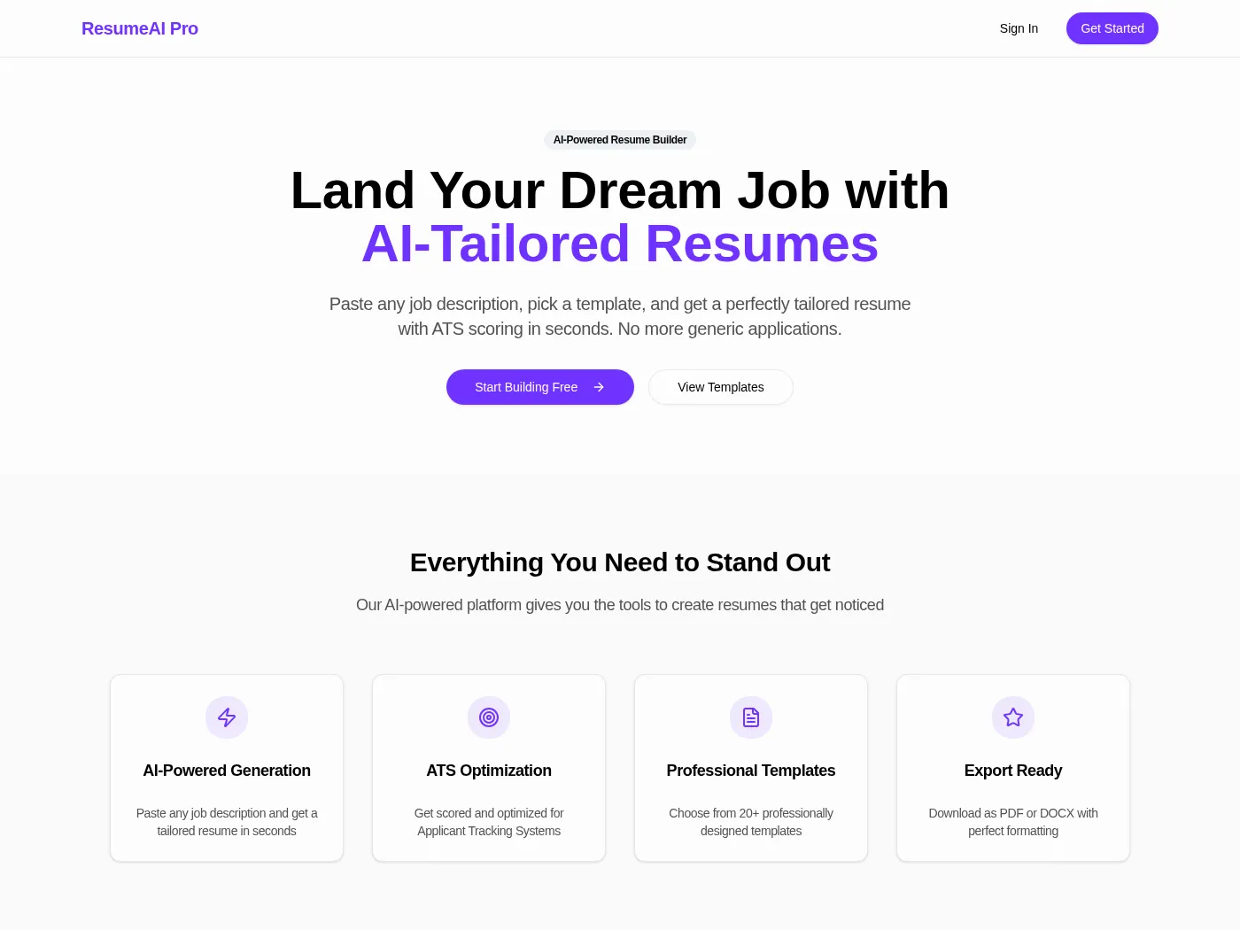 Resume & Cover Letter Generator with ATS Scoring and Credit System