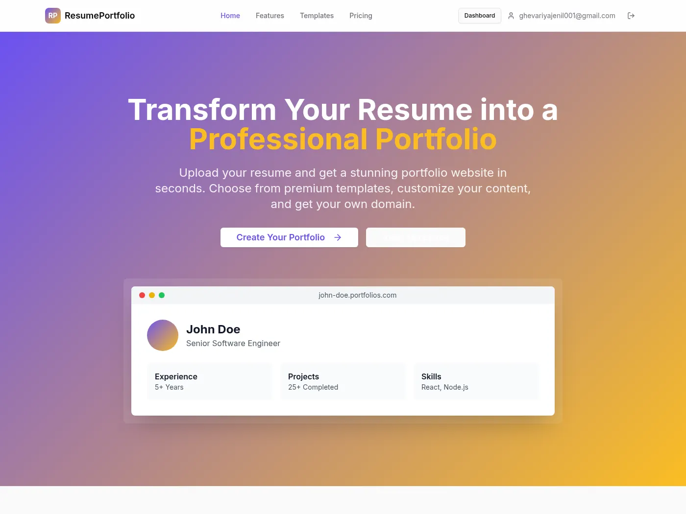 Resume-Based Portfolio Marketplace