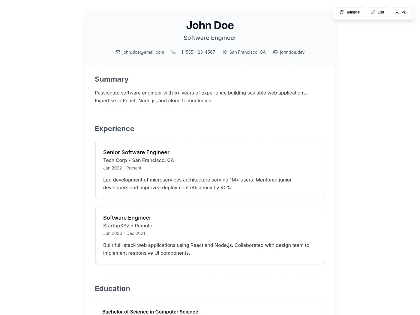 Resume Website Builder