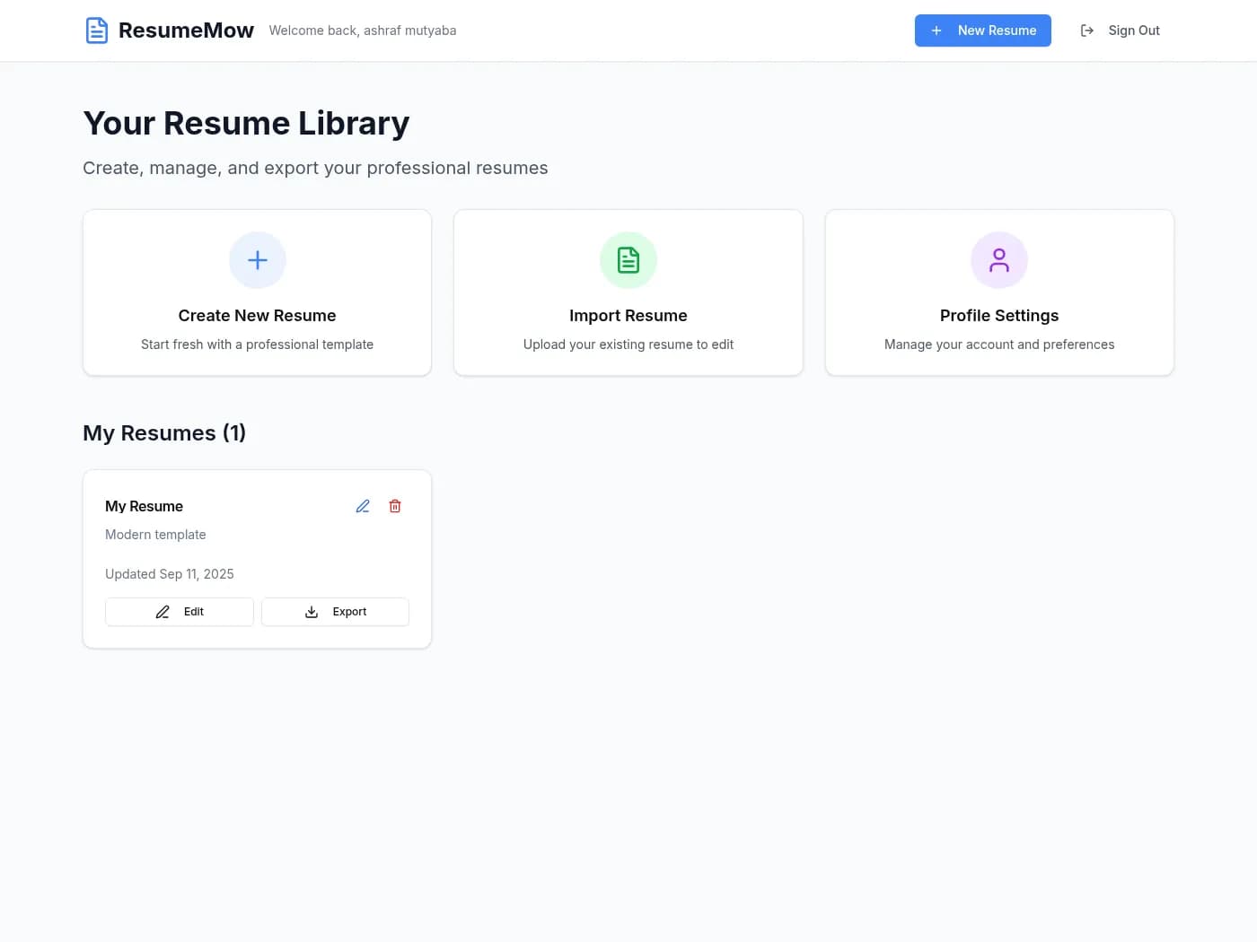 Resumemow Clone Web App
