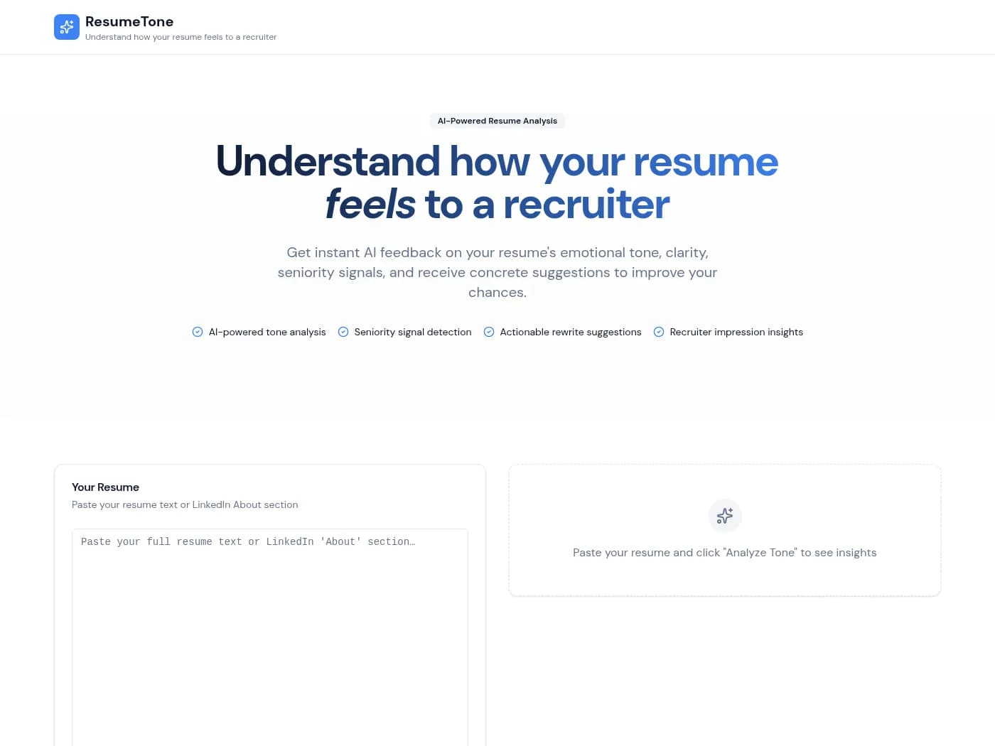 ResumeTone: AI-Powered Resume Tone and Seniority Analyzer Web App