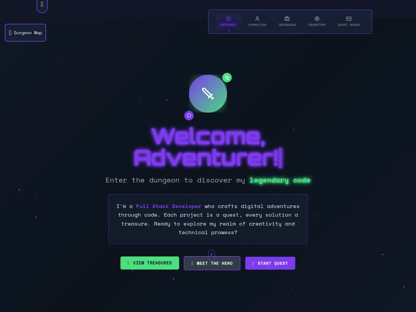 Retro Dungeon Game Portfolio Website