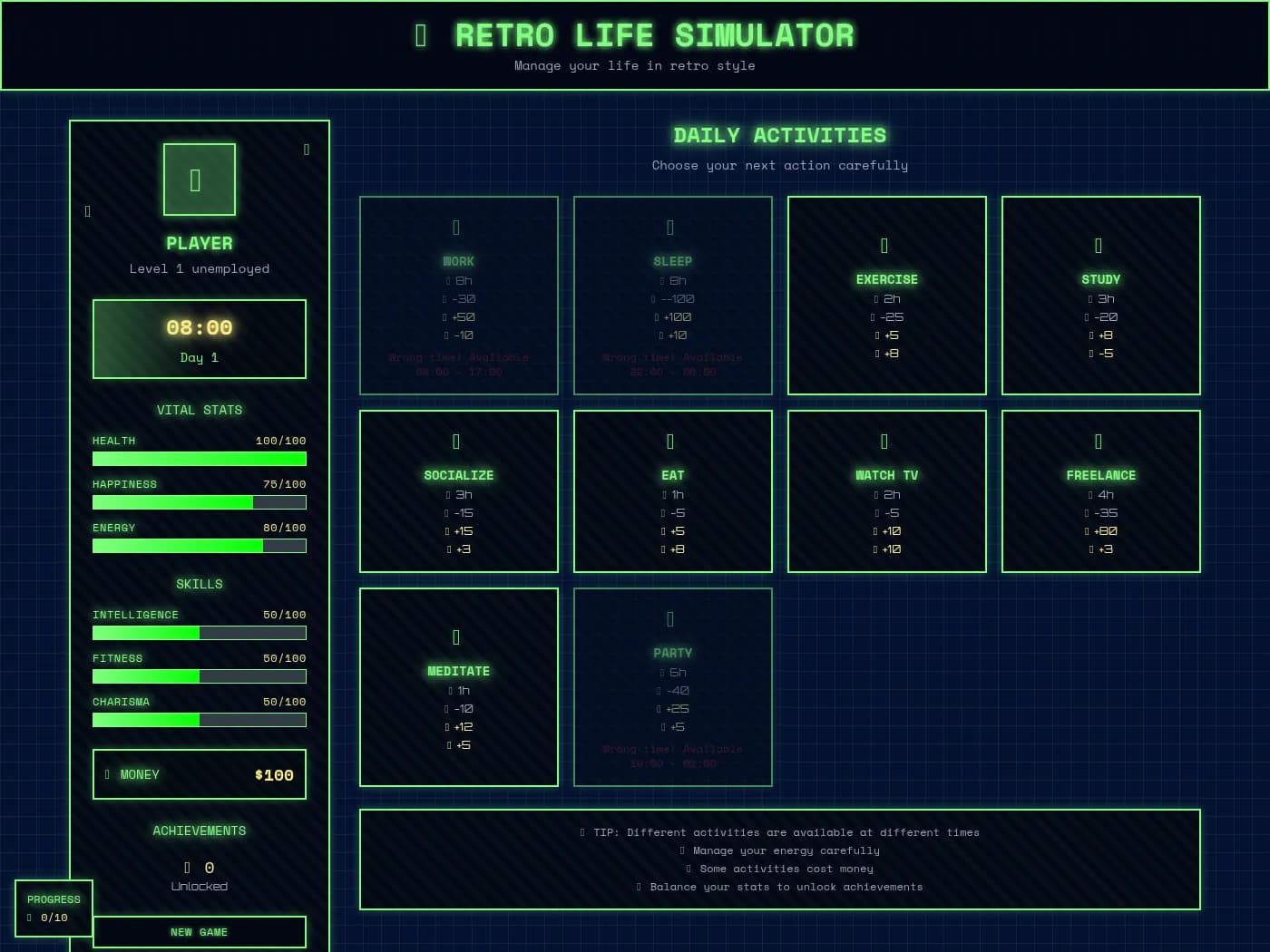 Retro Life Simulator
