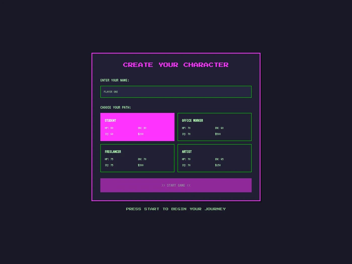 Retro Life Simulator Game
