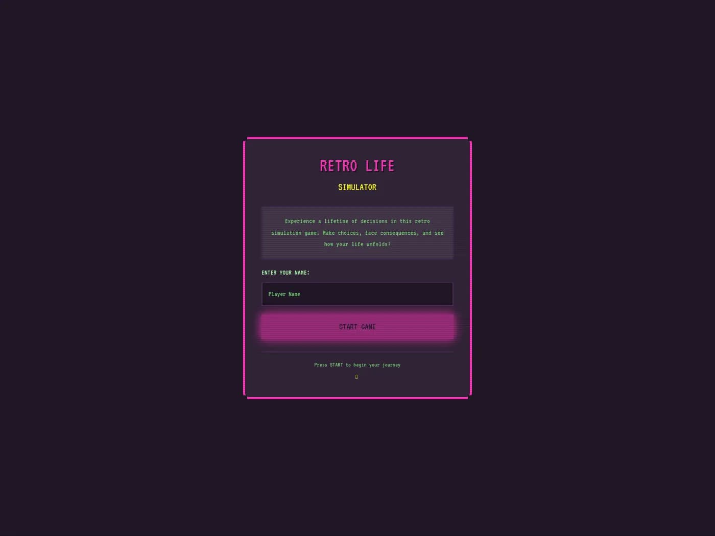 Retro Life Simulator Game