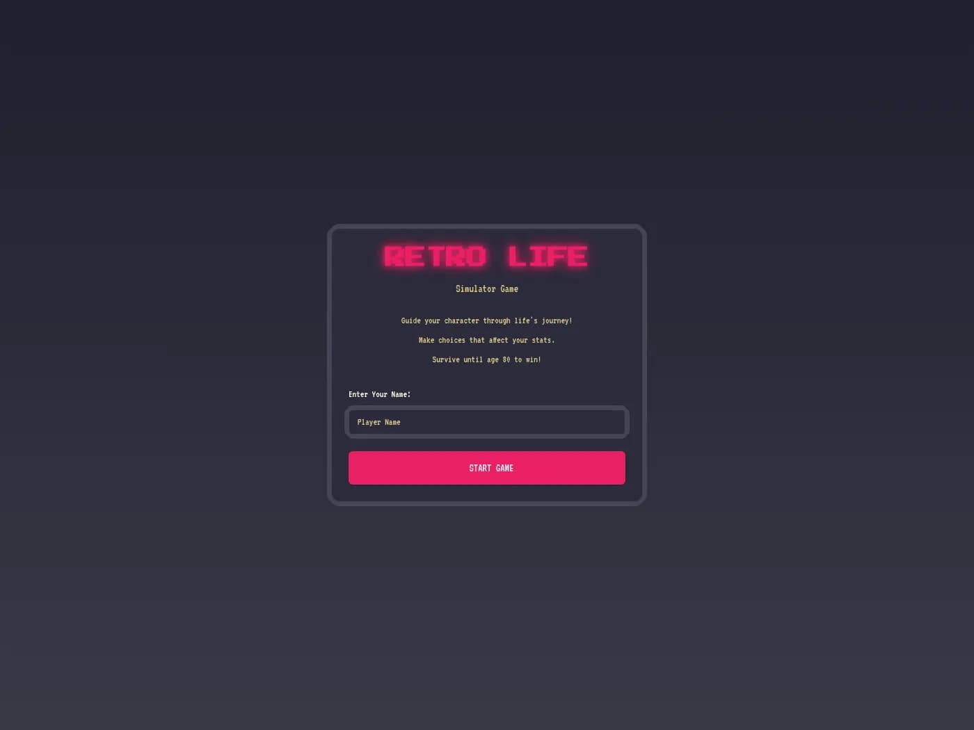 Retro Life Simulator Game