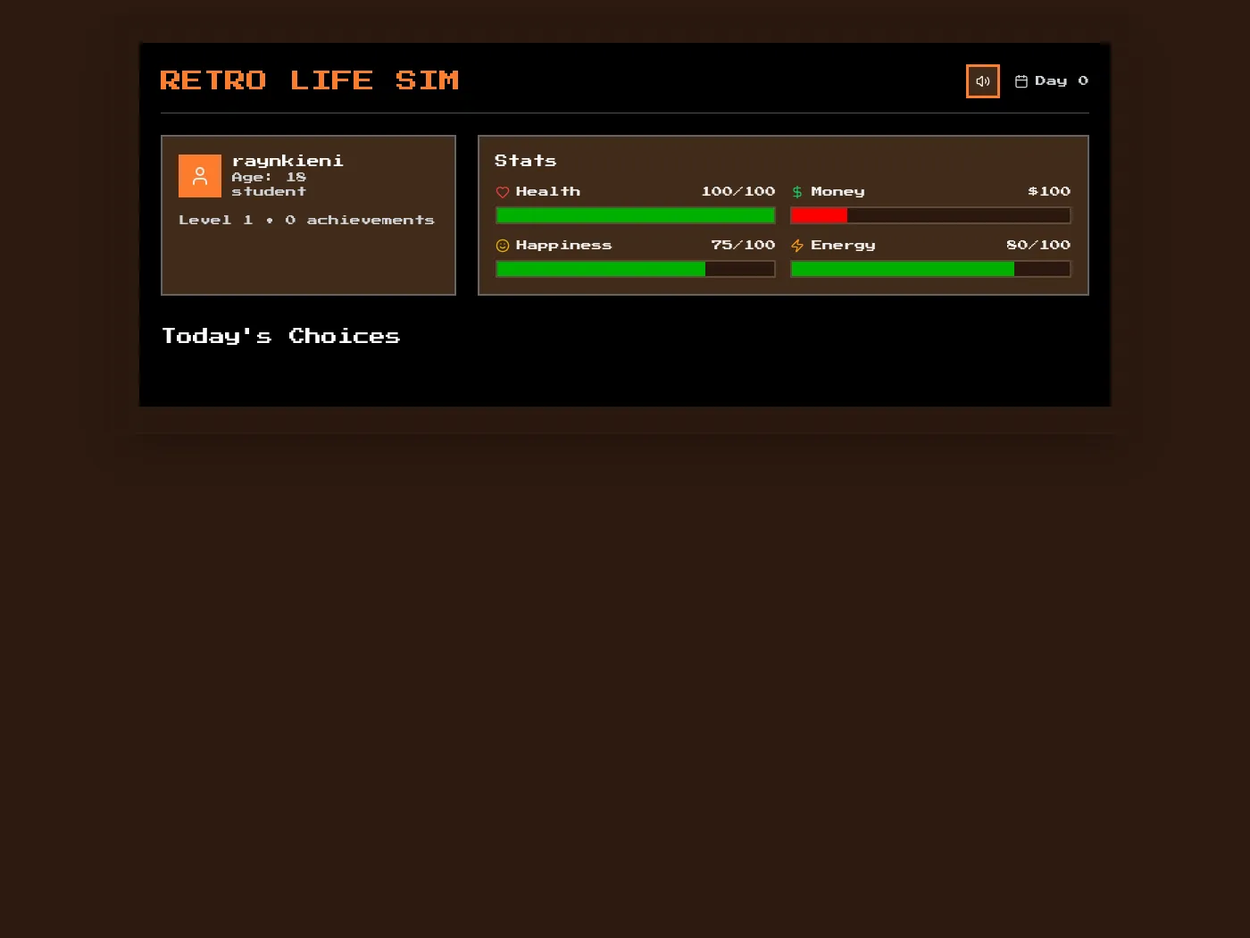 Retro Life Simulator Game