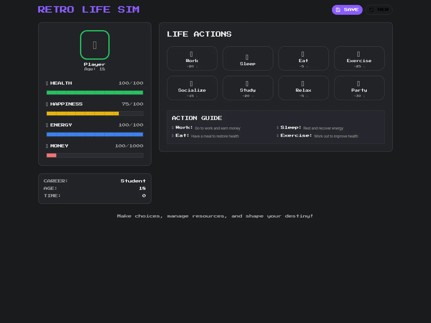 Retro Life Simulator