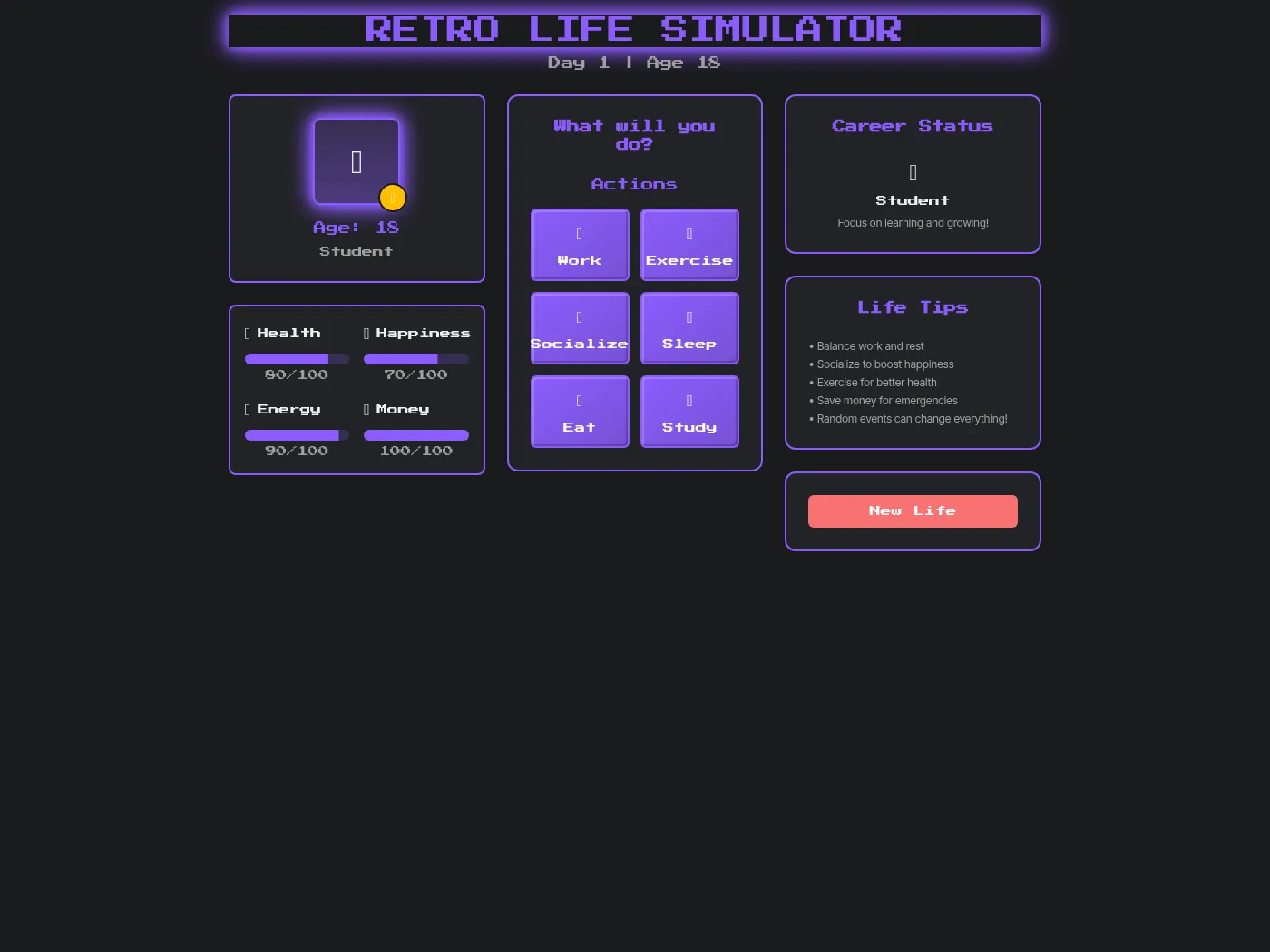 Retro Life Simulator