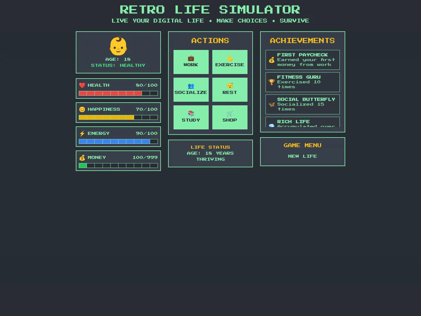 Retro Life Simulator