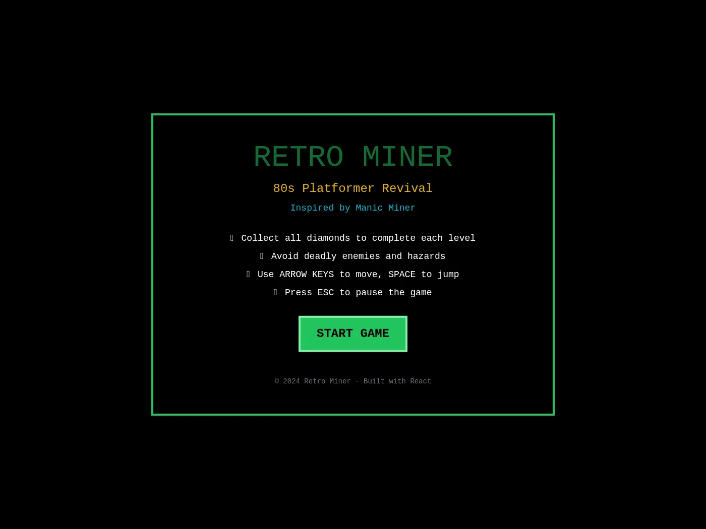 Retro Miner: 80s Platformer Revival