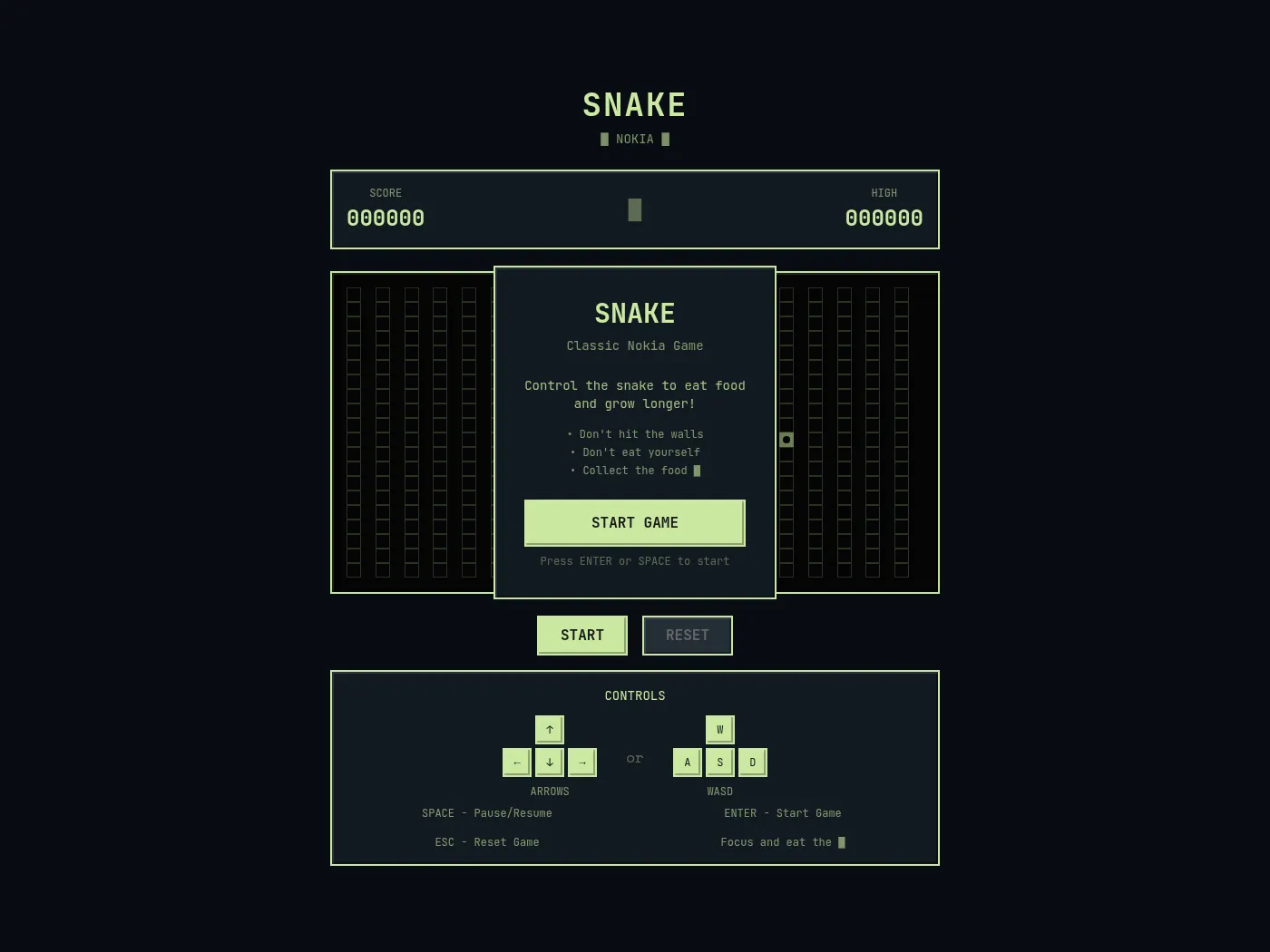 Retro Snake Web Game