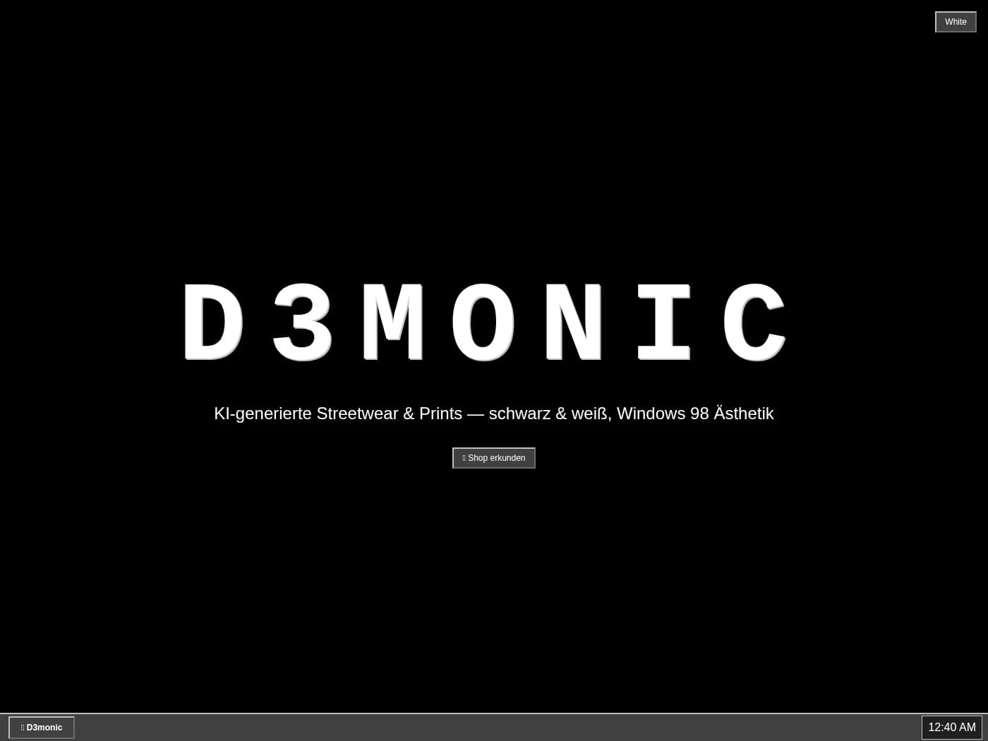 Retro Windows 98 Parallax Shopify Landingpage for D3monic