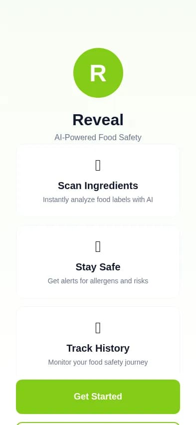 Reveal – AI Food Safety Mobile App