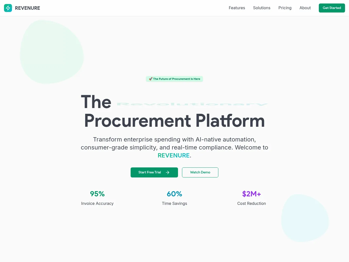 REVENURE - AI-Powered Procurement to Pay Platform