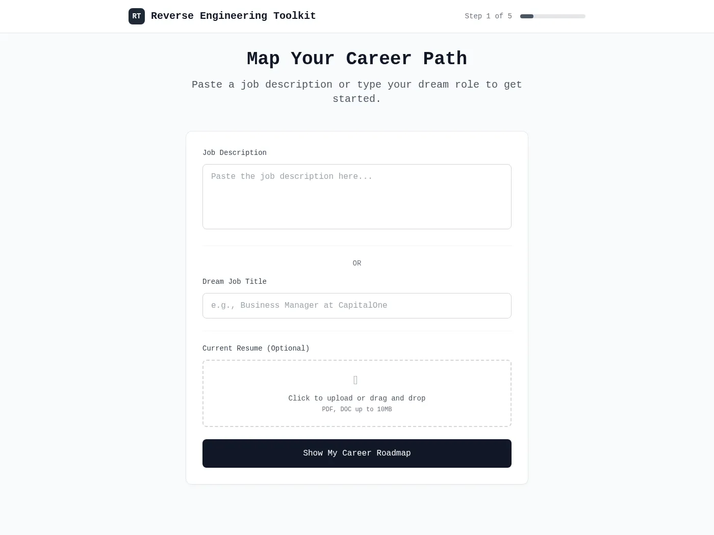 Reverse Engineering Toolkit – Accessible Career Roadmap MVP