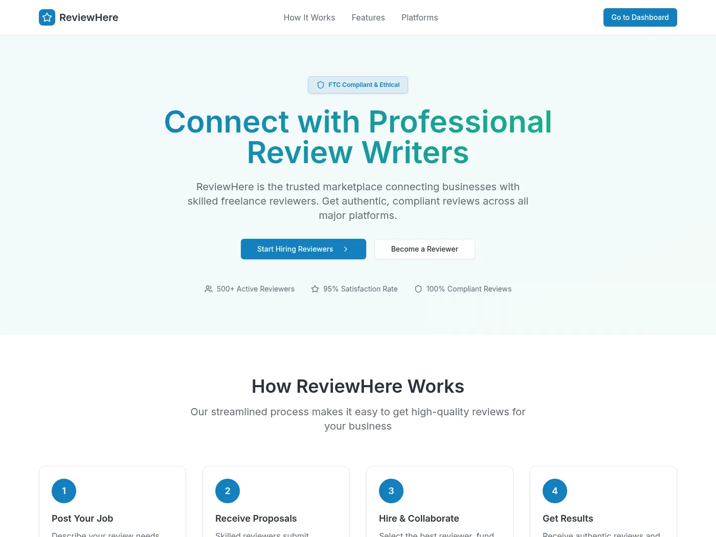 ReviewHere: Ethical Freelance Marketplace for Reviews