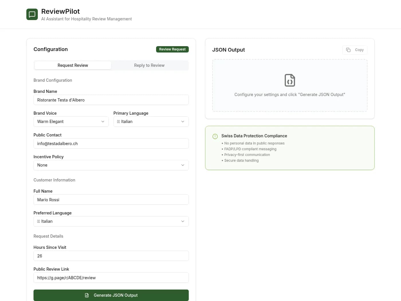 ReviewPilot – AI Assistant for Hospitality Brand Review Requests & Compliance Replies
