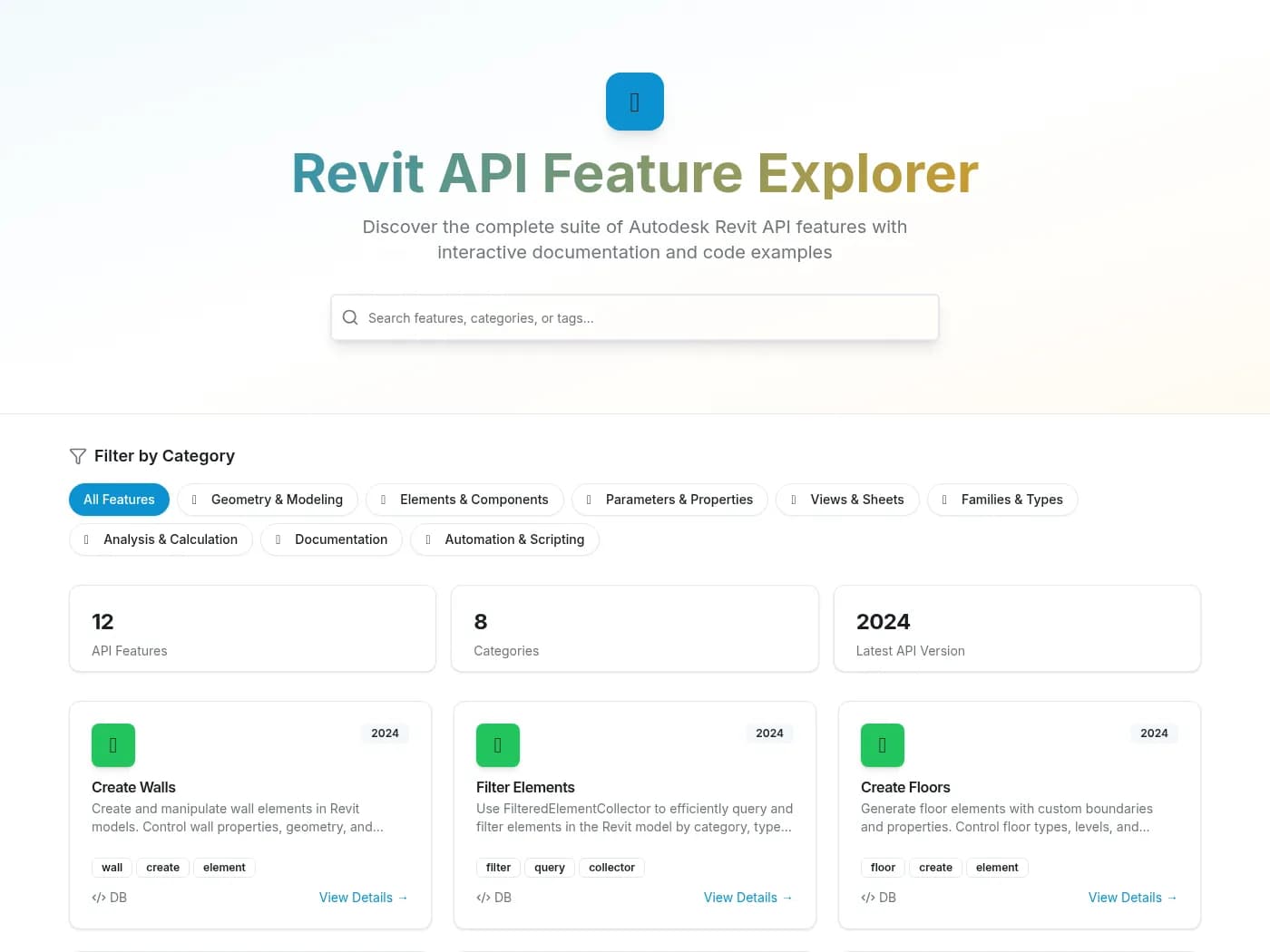 Revit API Feature Explorer