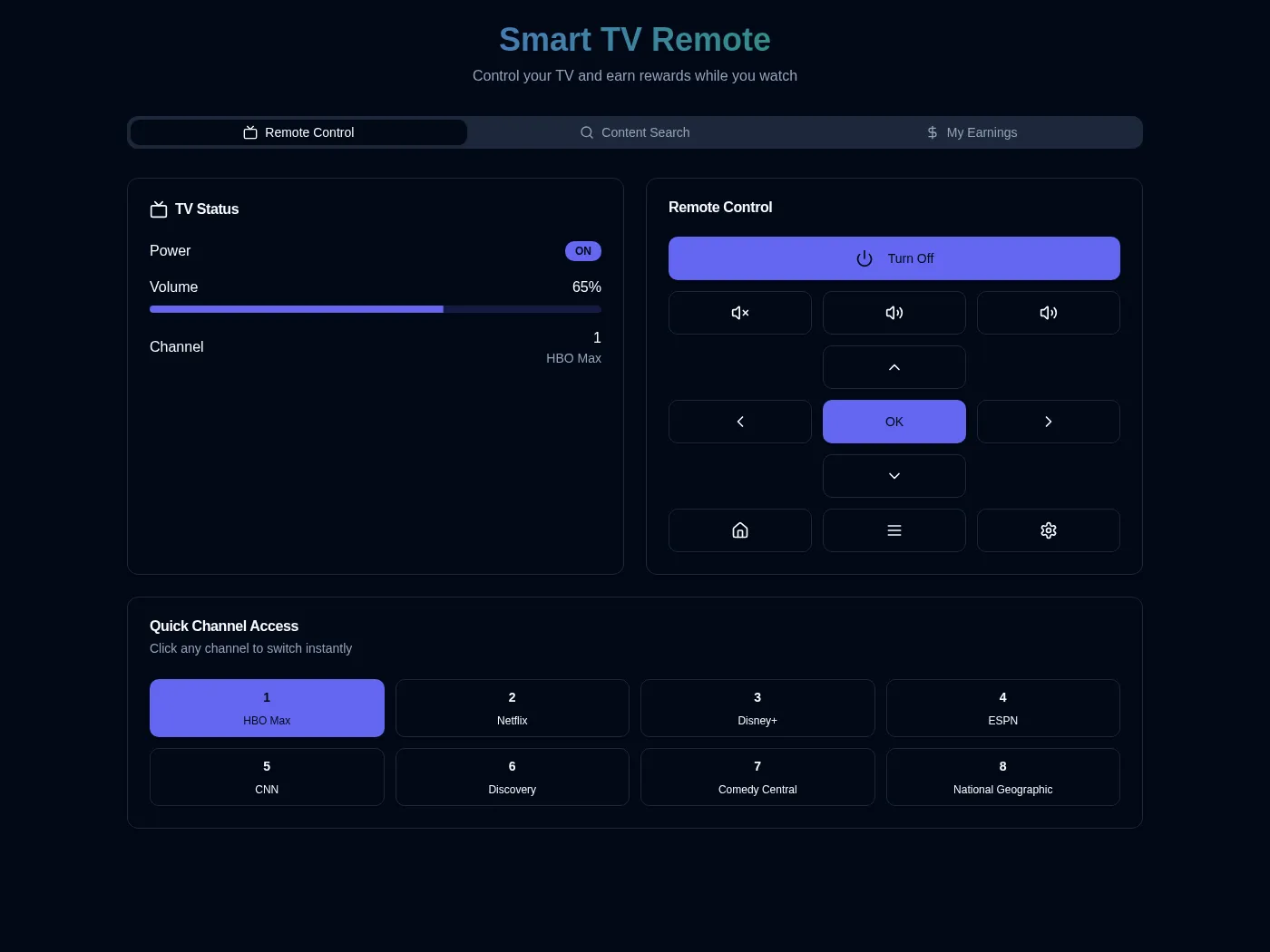 Rewarding TV Remote Control App