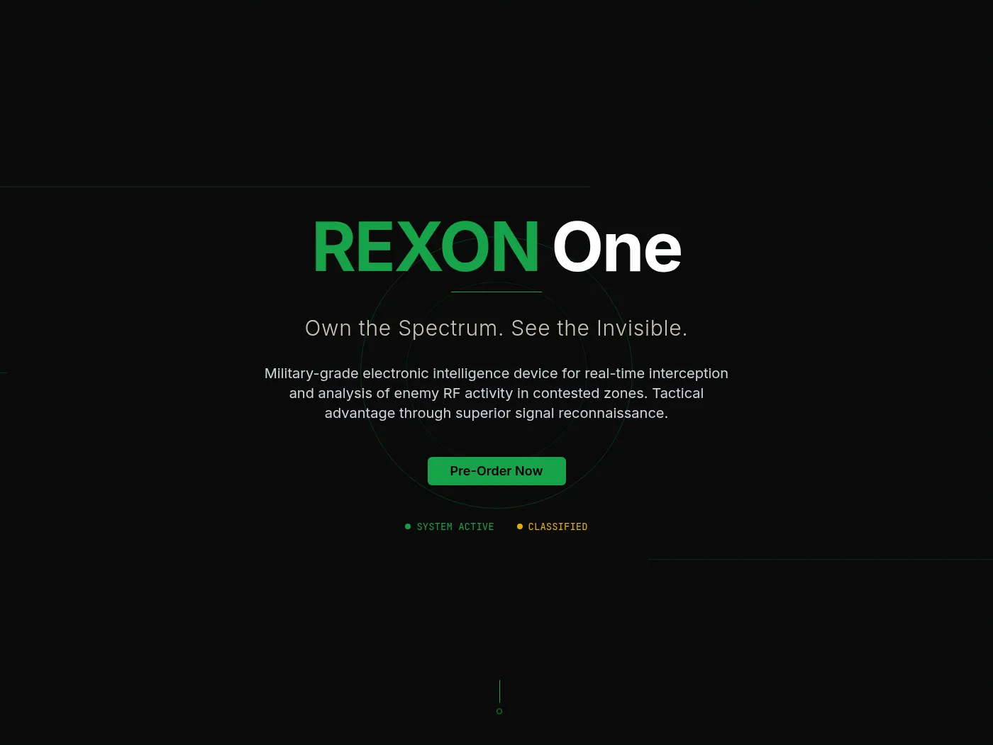 REXON One Landing Page – Tactical SIGINT Device Showcase