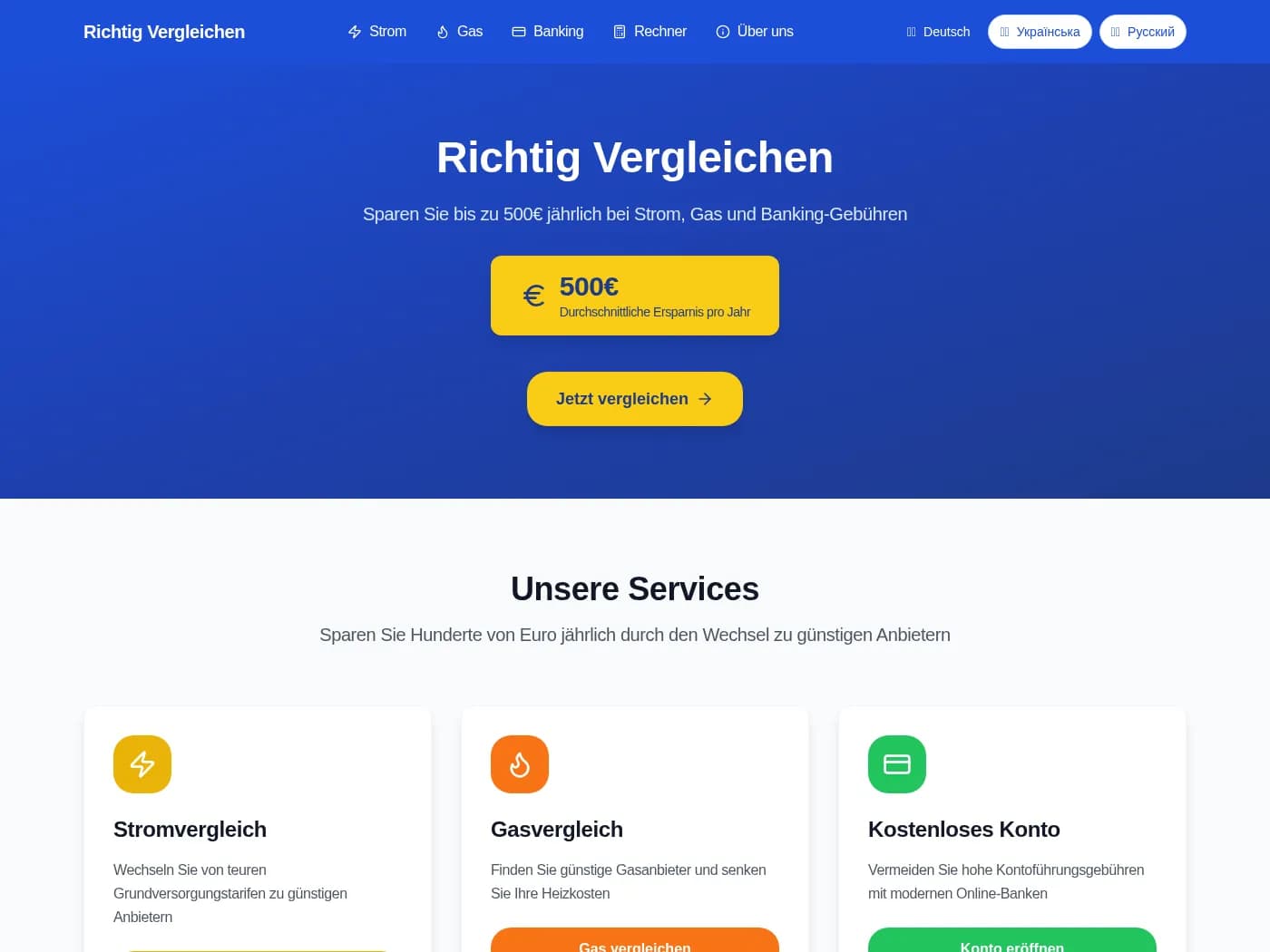 Richtig Vergleichen – Cost Comparison & Info for Ukrainians in Germany