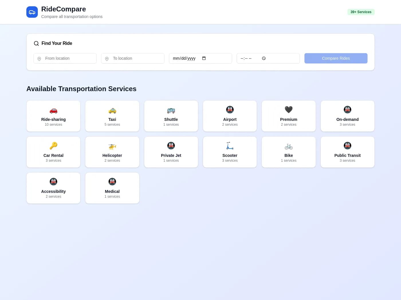 RideCompare - Transportation Rate Aggregator