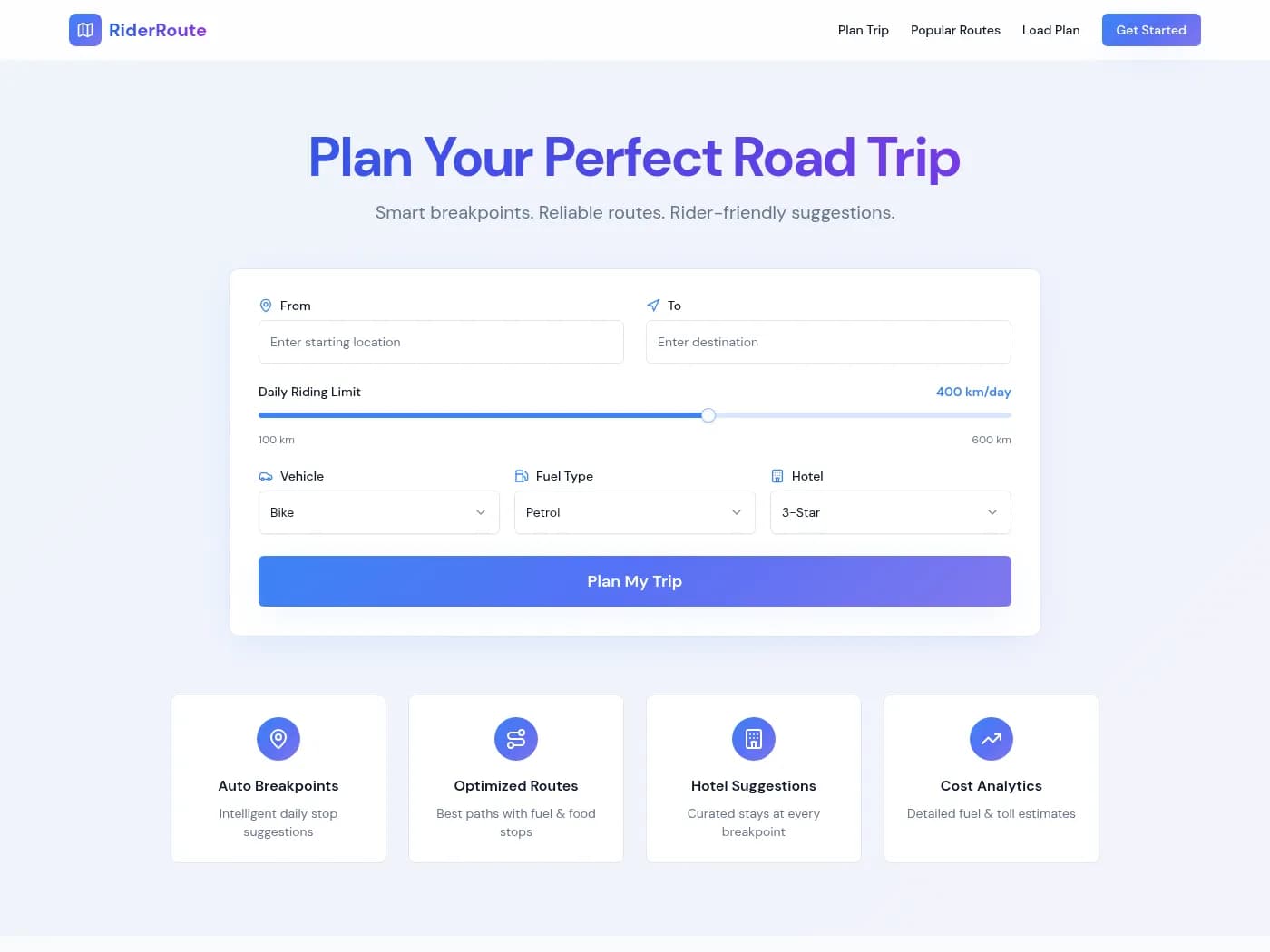 RiderRoute: Premium Long-Distance Trip Planner for Travelers & Bikers