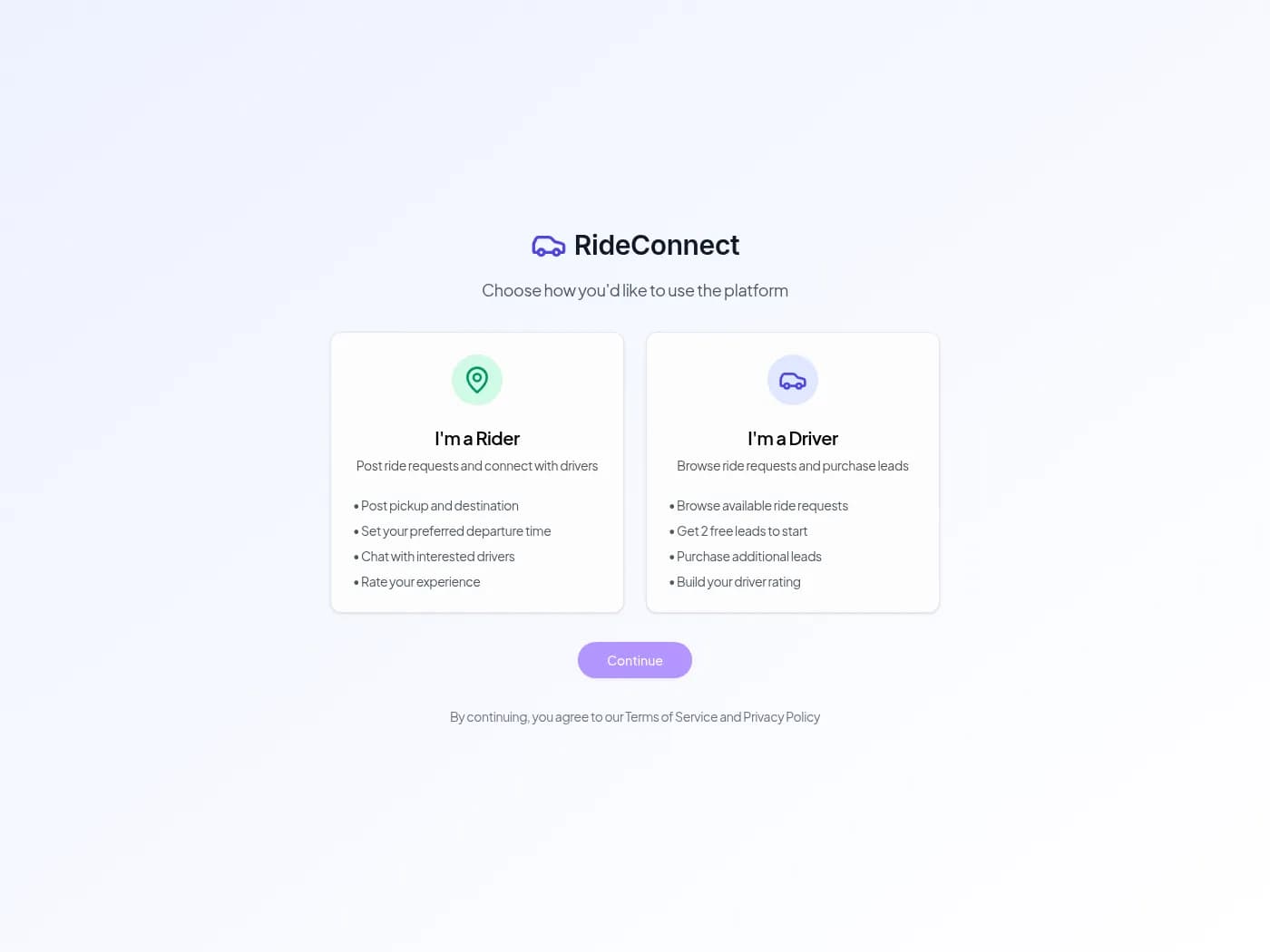 Rideshare Lead Connection Platform