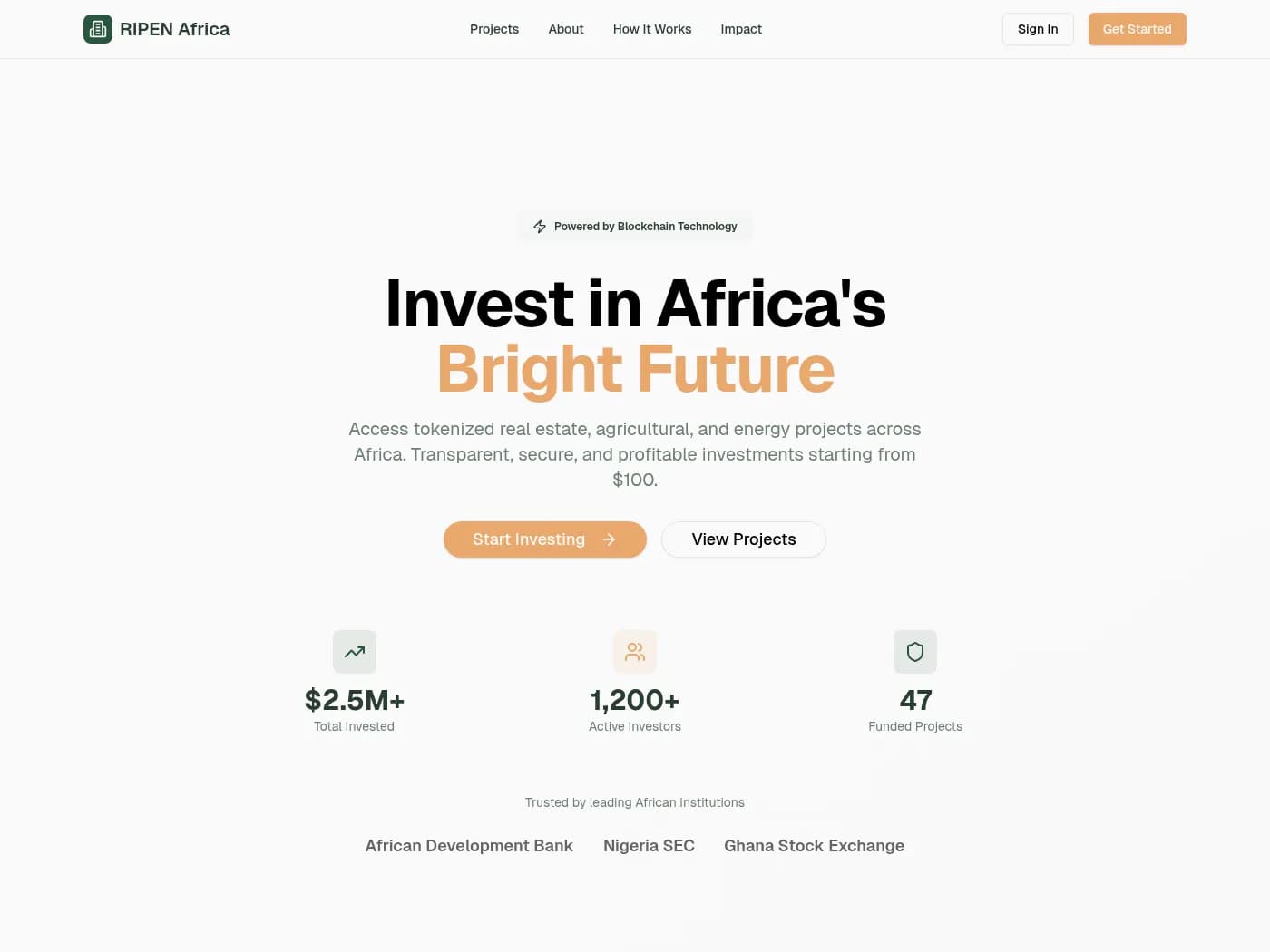 RIPEN Africa Tokenized Crowdfunding Platform