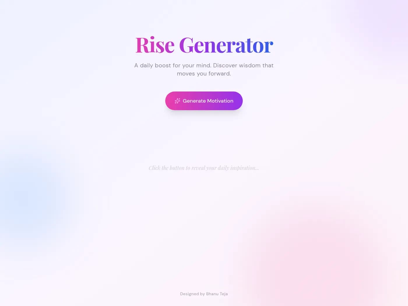 Rise Generator – A Beautiful, Motivational Quote Website
