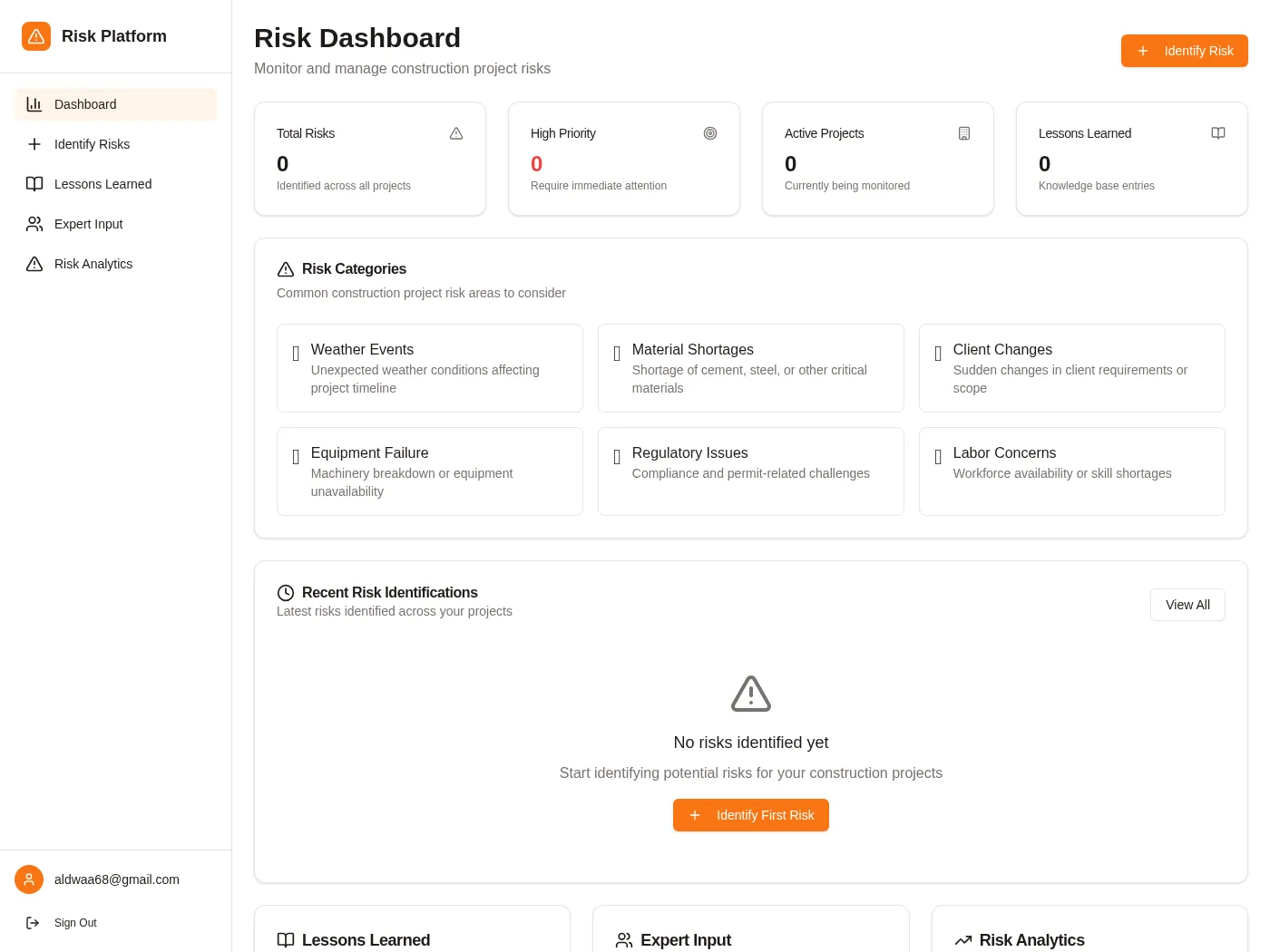 Risk Identification Platform for Construction Projects
