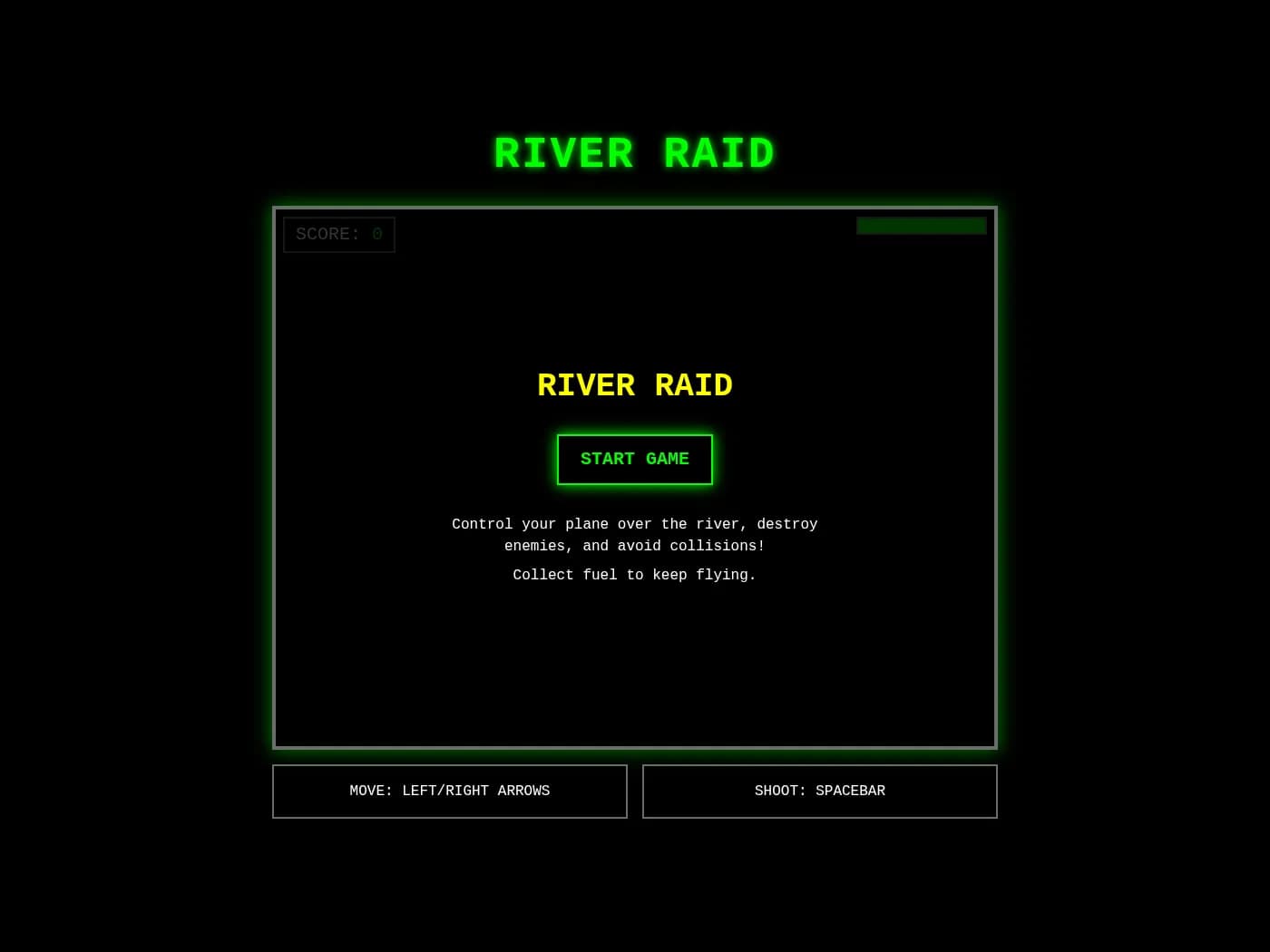 River Raid Retro Shooter: Atari-Style Web Game