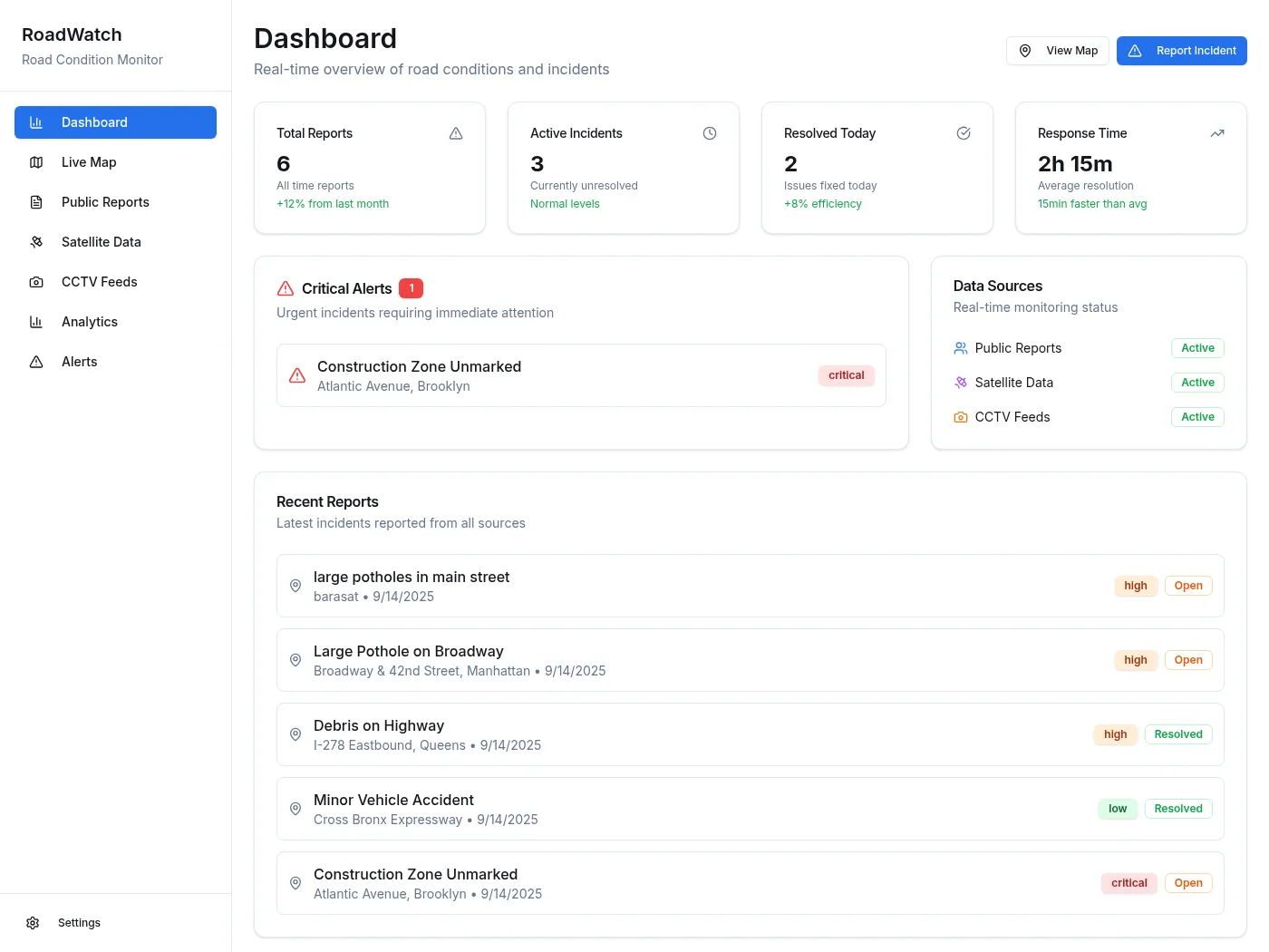 Road Condition Detector with Public Reports and Visual Data