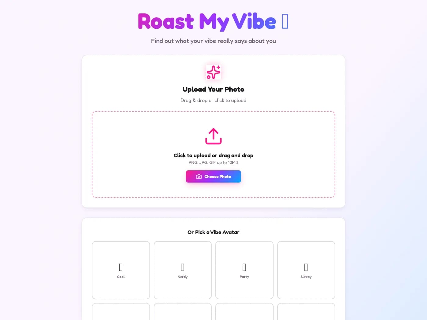 Roast My Vibe - Fun & Instant AI-Powered Vibe Roasts Website